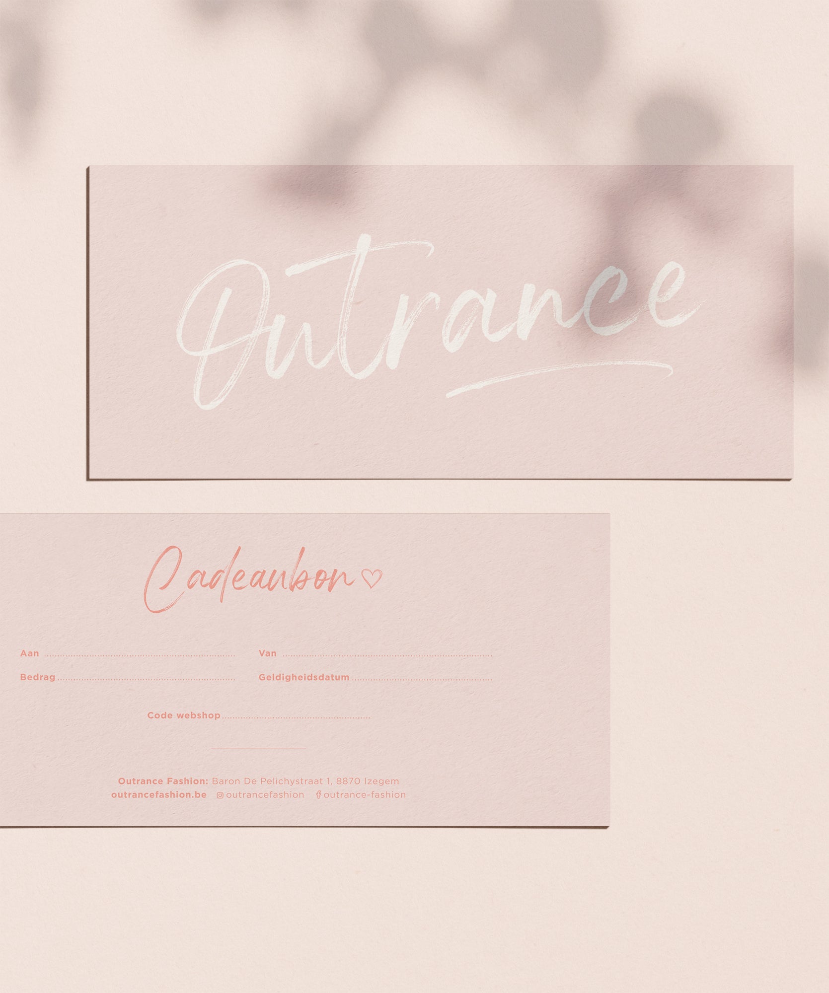 Fysieke cadeaubon thuis geleverd – Outrance Fashion